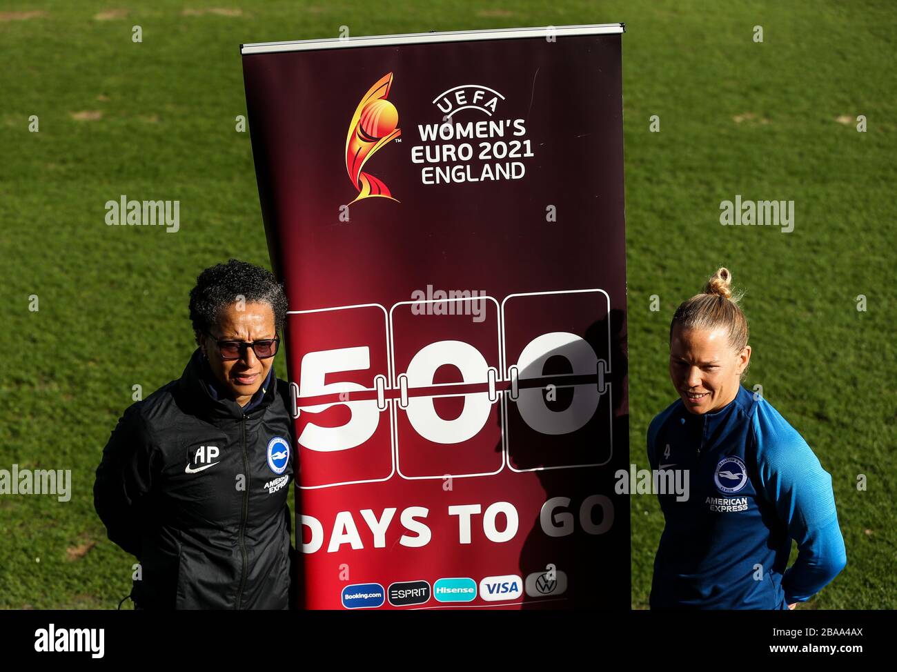 Brighton and Hove Albion manager Hope Powell (left) and Dani Bowman ...