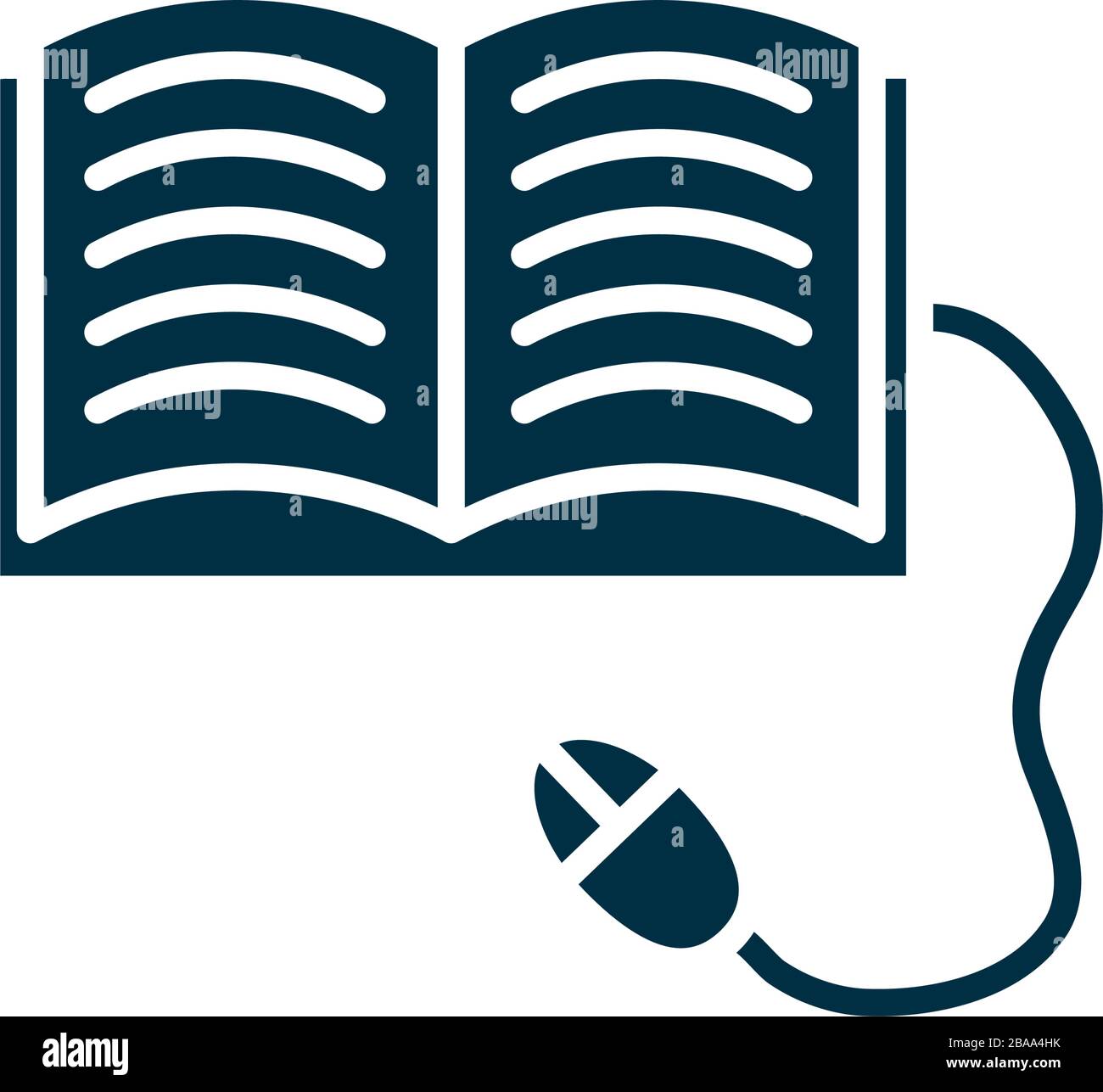 online education concept, academic book with mouse device icon over ...