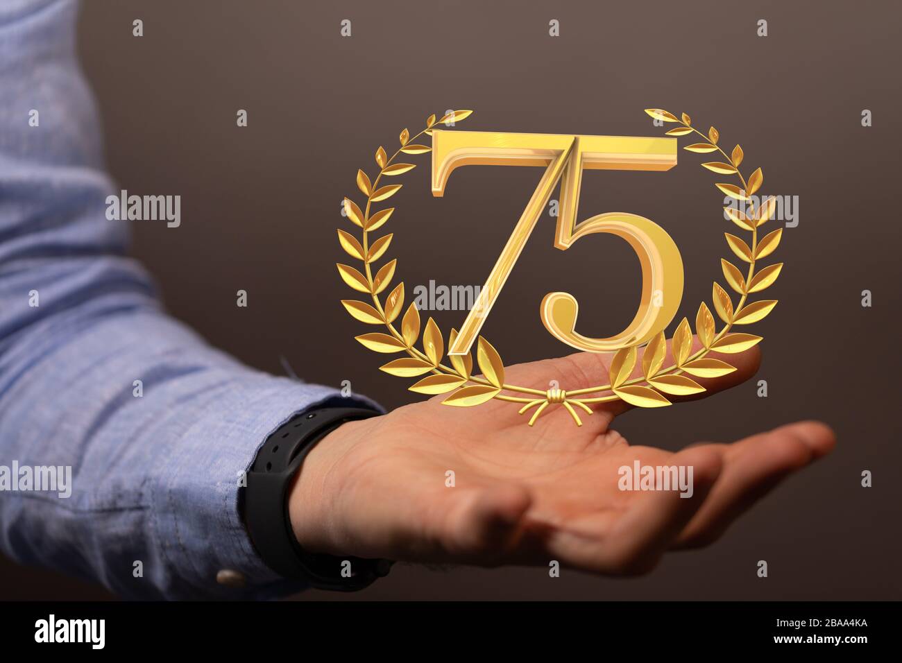 Number 75 laurel wreath hi-res stock photography and images - Alamy