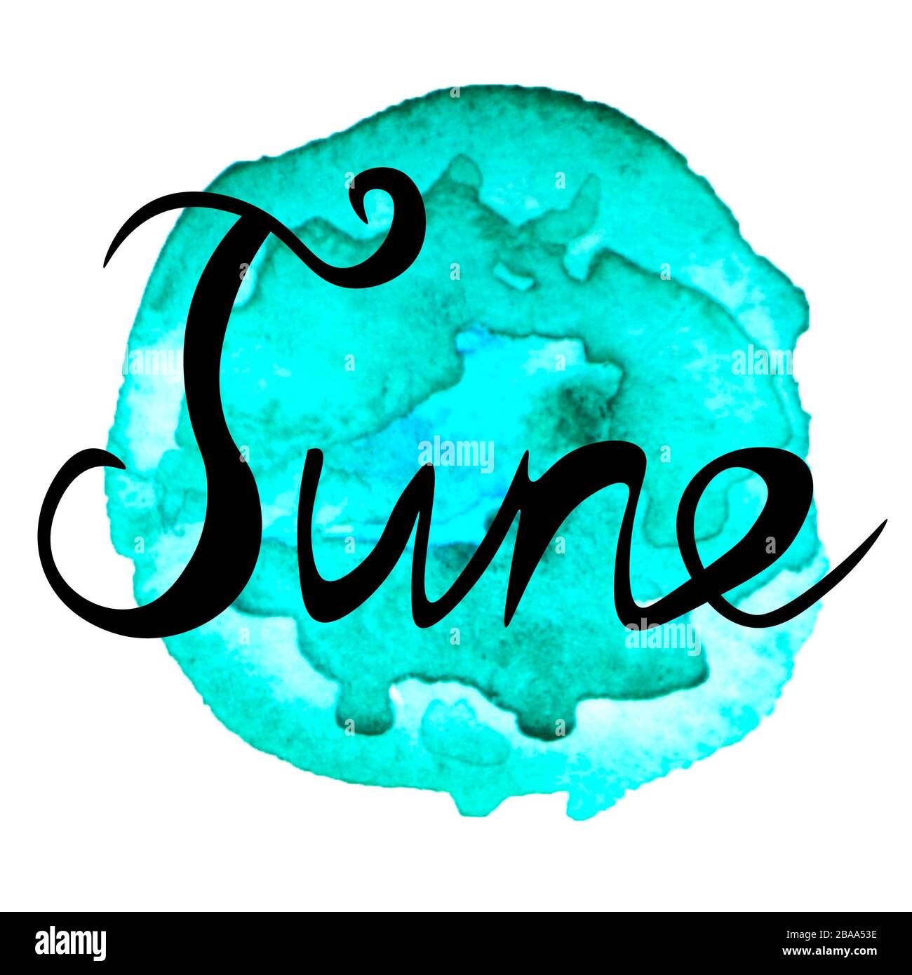 Summer. June. Watercolor illustration for a calendar. Lettering ...