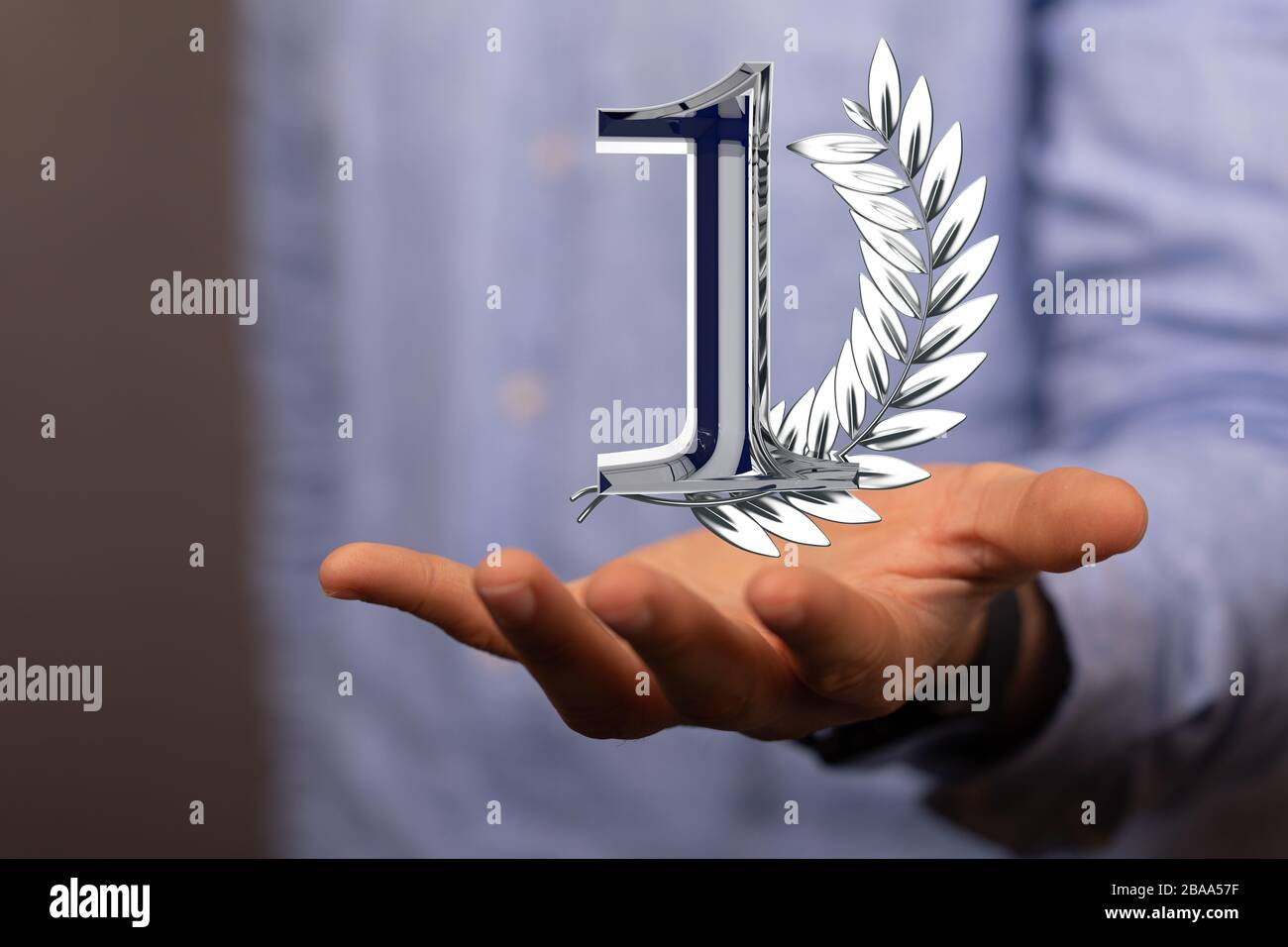 First or one Years award Digital number award Anniversary 3d Stock ...