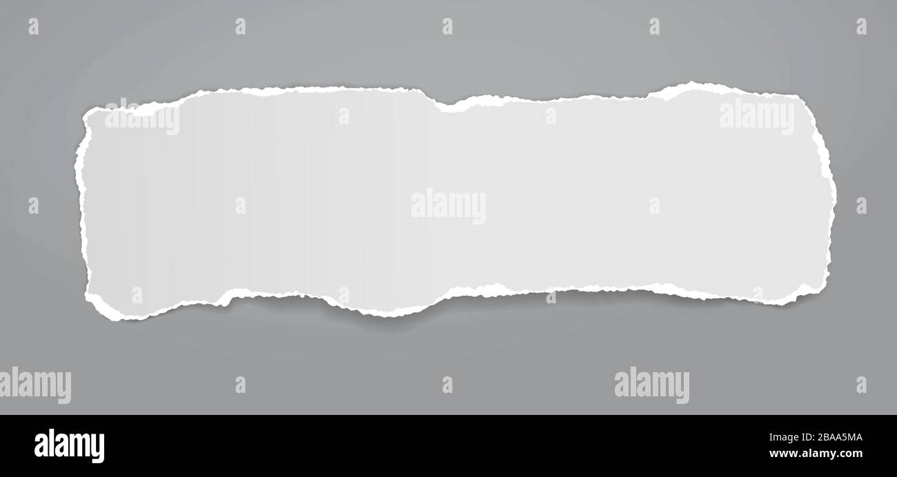 Piece of torn white note, notebook paper with soft shadow stuck on dark ... Piece of torn white note, notebook paper with soft shadow stuck on dark ...