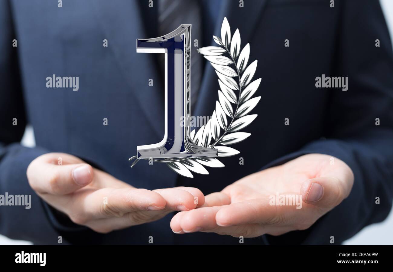 A First or one Years award Digital number award Anniversary 3d Stock ...