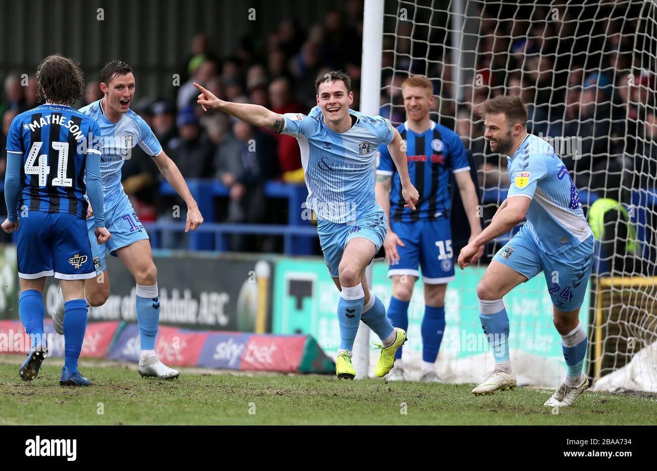 Coventry City's Michael Rose celebrates his opening goal Stock Photo ...