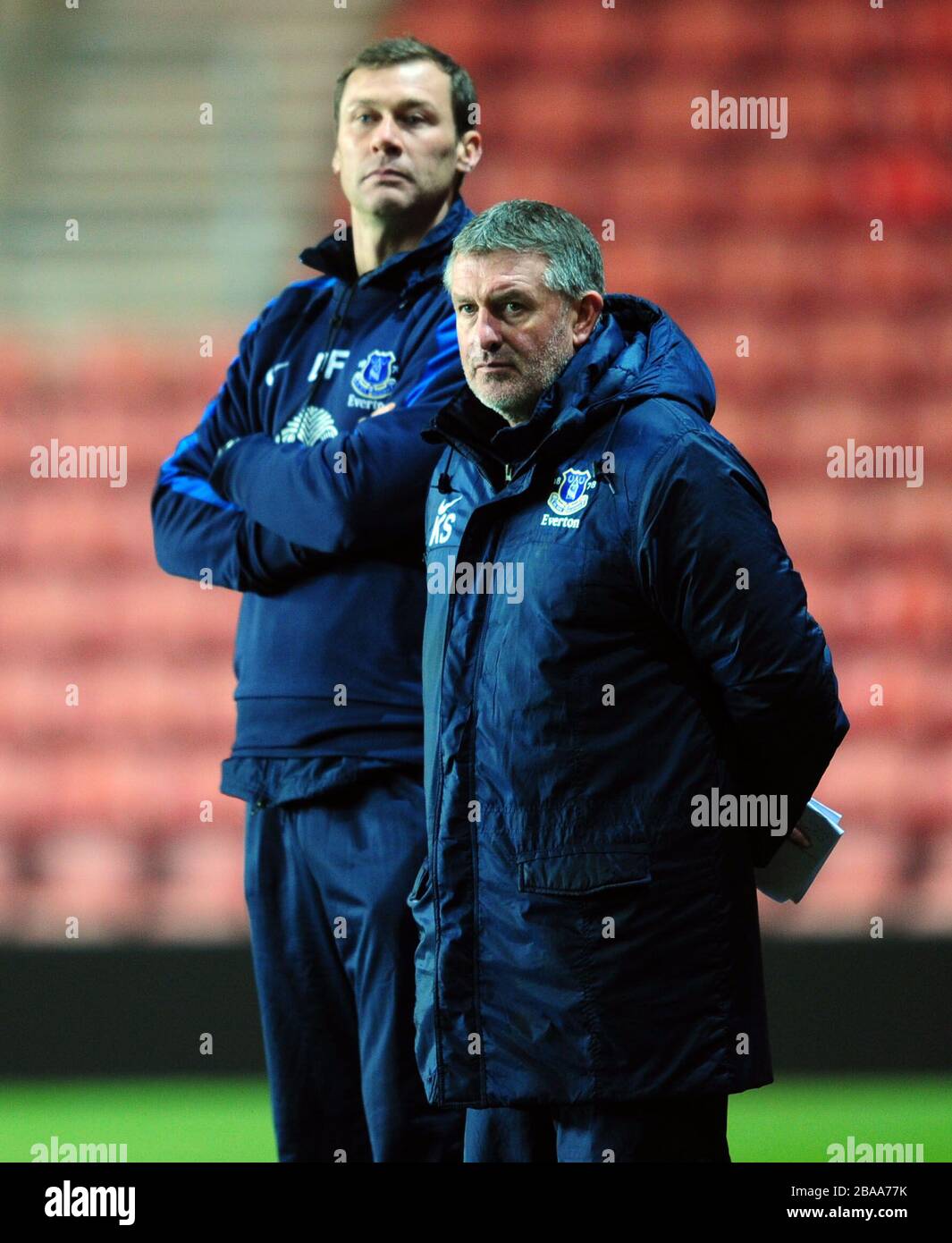 Everton Under 18's coach Kevin Sheedy and assistant Duncan Ferguson ...