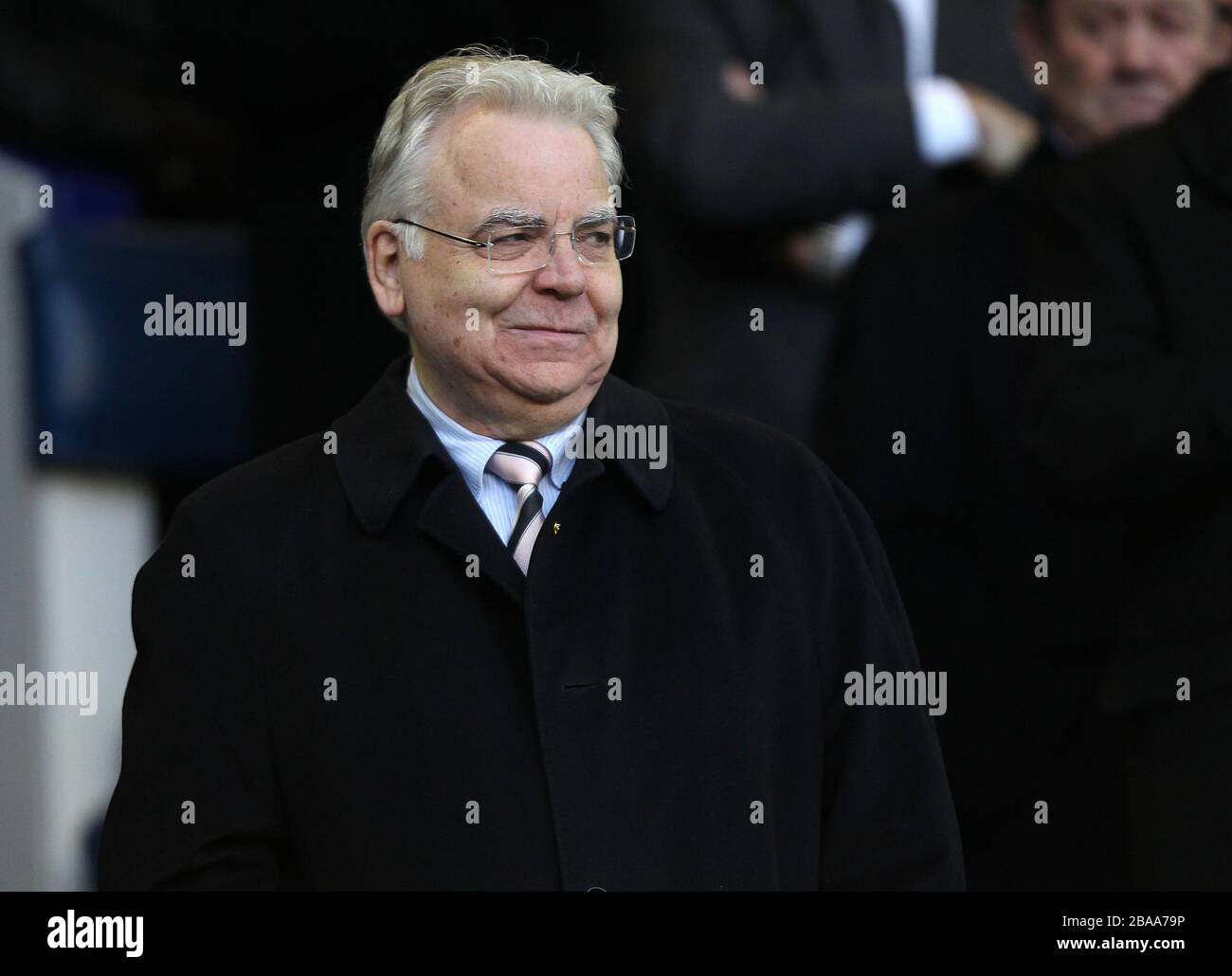 Everton chairman Bill Kenwright in the stands prior to kick-off Stock ...