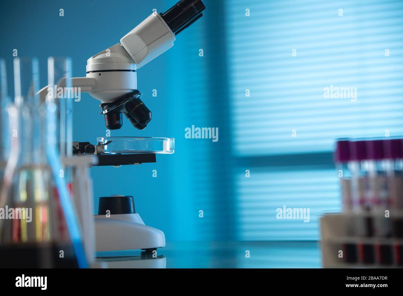 Microscope in the lab and other equipment Stock Photo - Alamy
