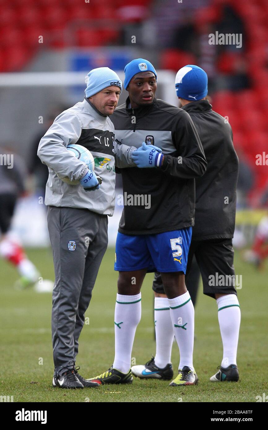 Coventry City's Lee Carsley (left) during the warm up with Nathan ...