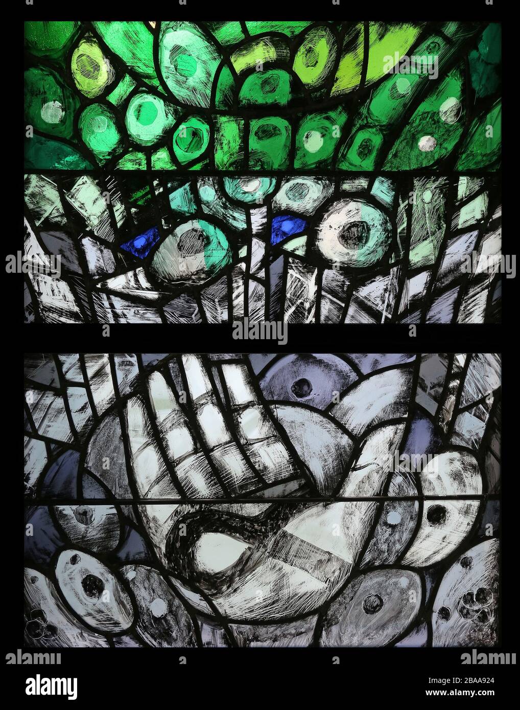 Creation and birth, detail of stained glass window by Sieger Koder in ...