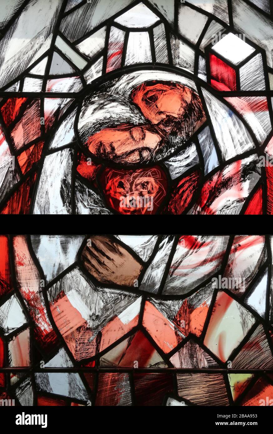 Hope and resurrection, detail of stained glass window by Sieger Koder ...