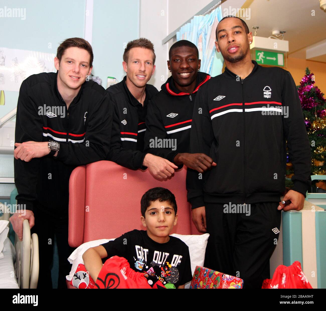 Nottingham Forest players (l-r) Greg Halford, Danny Collins, Guy Moussi ...