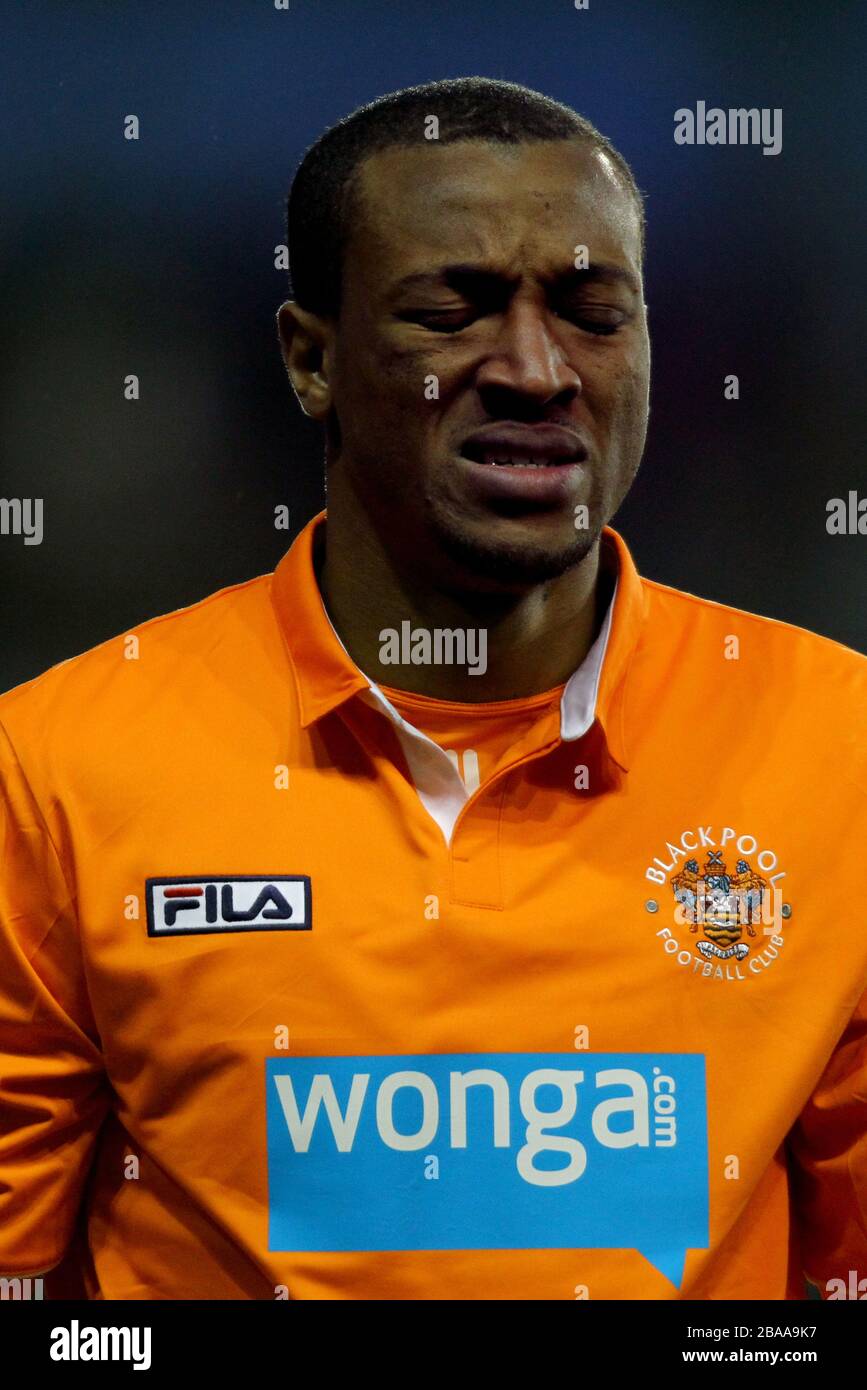 Blackpool's Wesley Thomas looks dejected as he is substituted off the ...