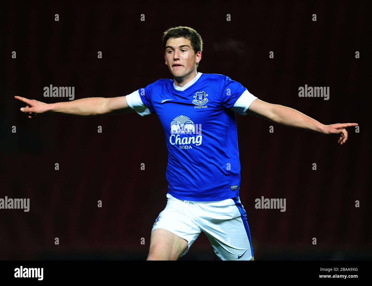 Everton Under 18's George Waring celebrates scoring the first goal ...