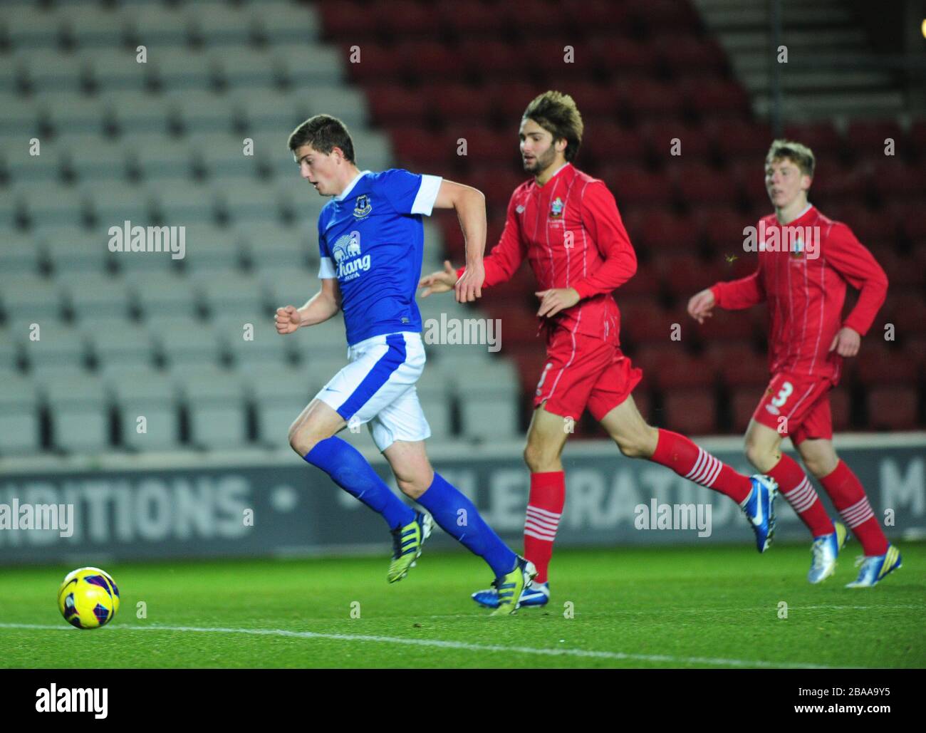 Everton Under 18's George Waring breaks clear to score the opening goal ...