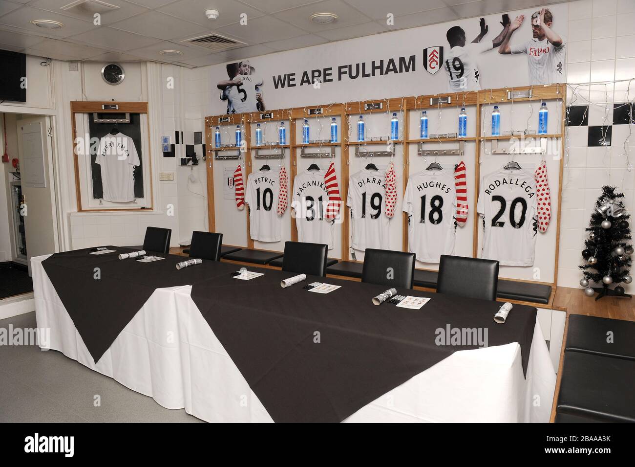 Fulham players shirts in the dressing room during Christmas at the ...
