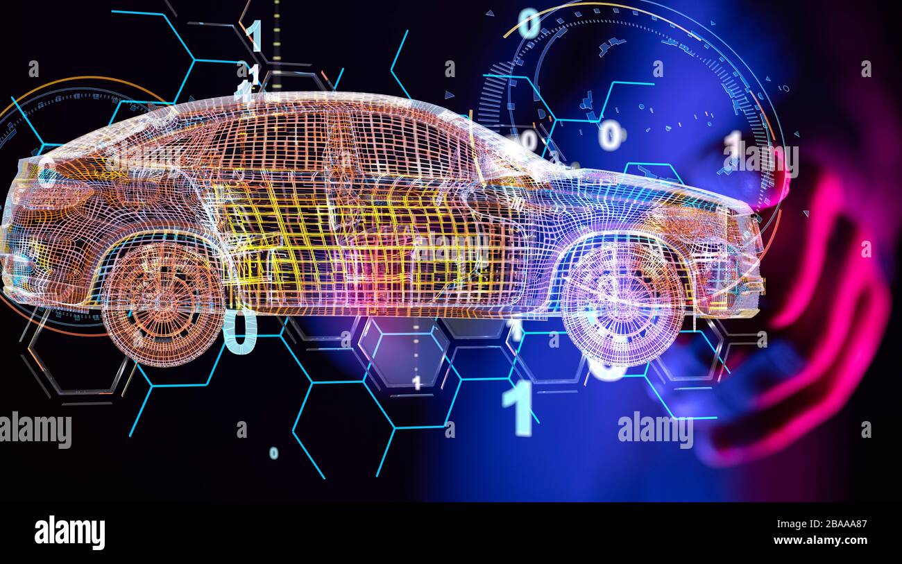 A digital car technology smart in virtuel room Stock Photo - Alamy