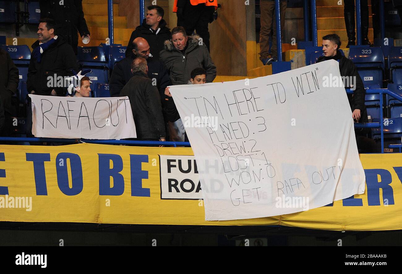 Chelsea fans display banners during the match Stock Photo - Alamy