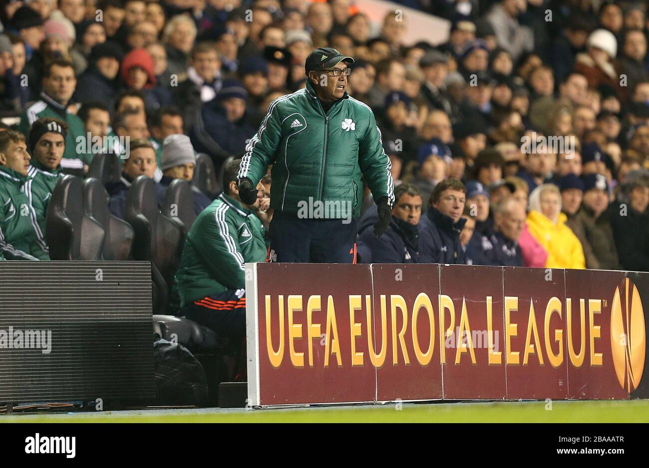 Panathinaikos head coach Juan Ramon Rocha reacts on the touchline Stock ...