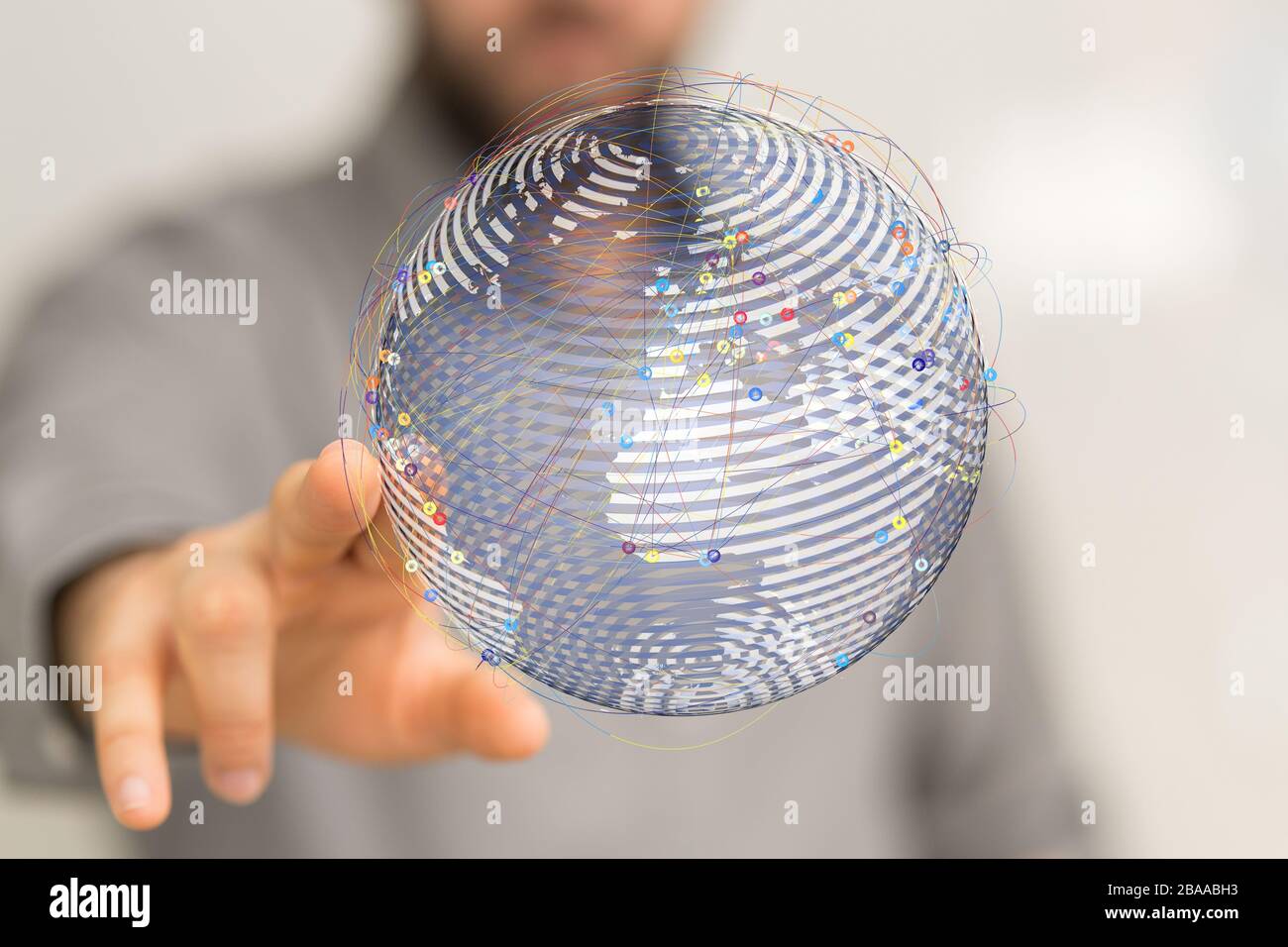 A Hand Holding World digital 3d Stock Photo - Alamy