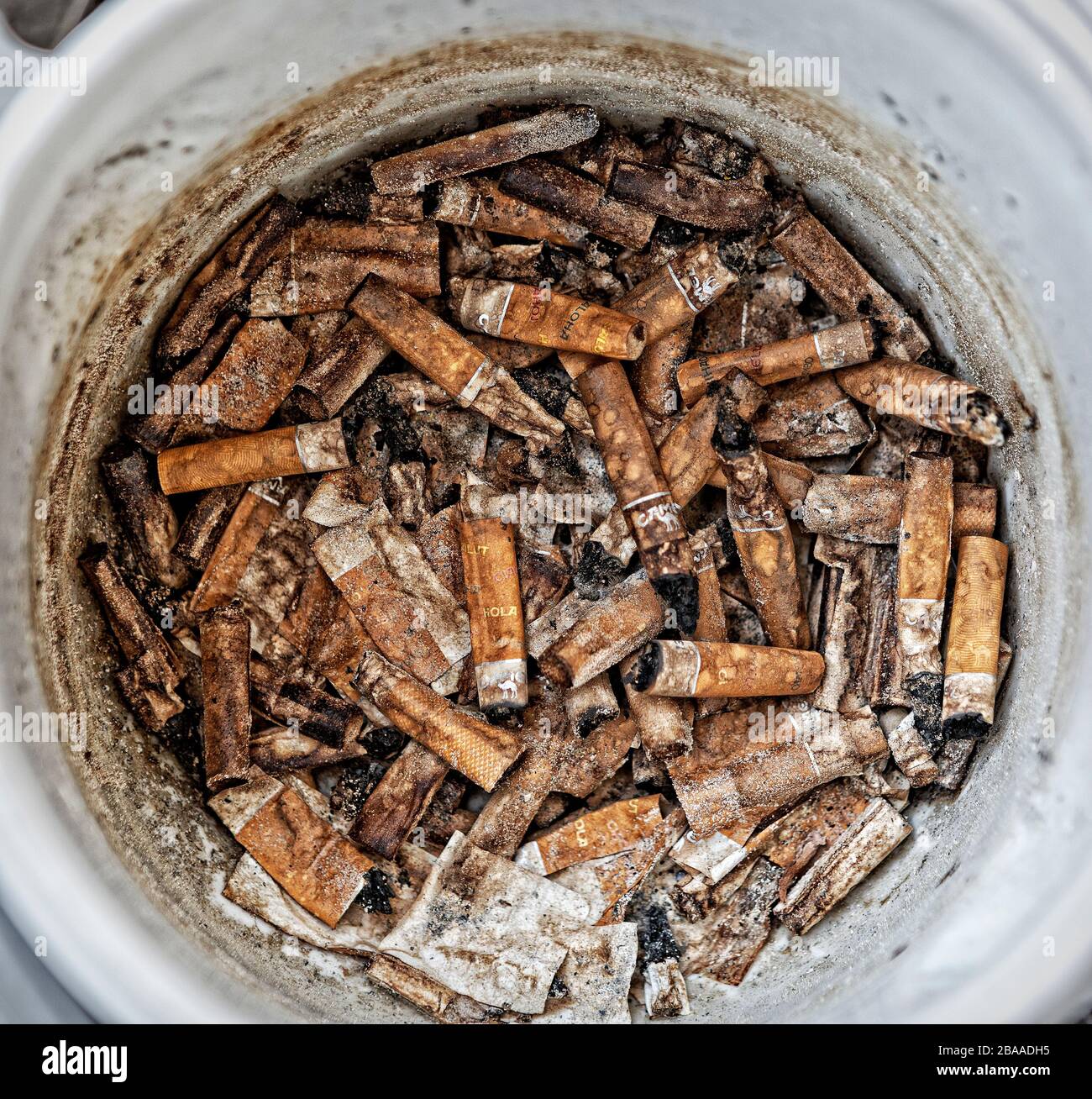 Bowl full of cigarette butts Stock Photo - Alamy