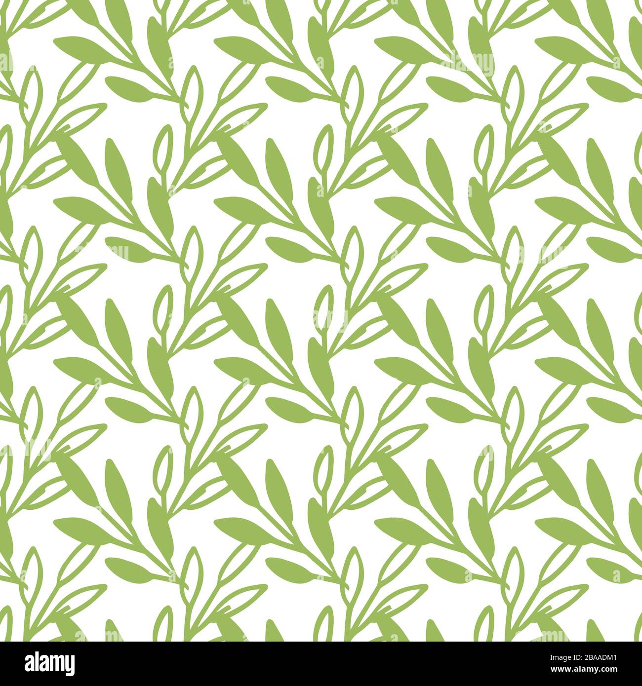 Vector Seamless pattern leaves green color, Botanical Floral Decoration ...