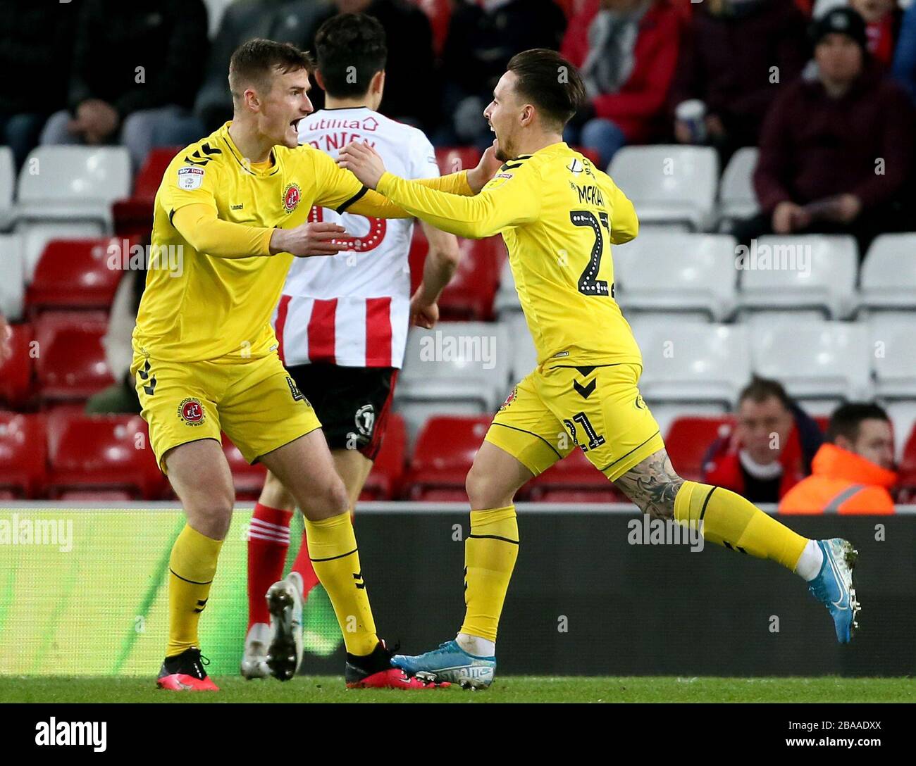 Fleetwood Town's Barrie McKay (right) celebrates his opening goal with ...