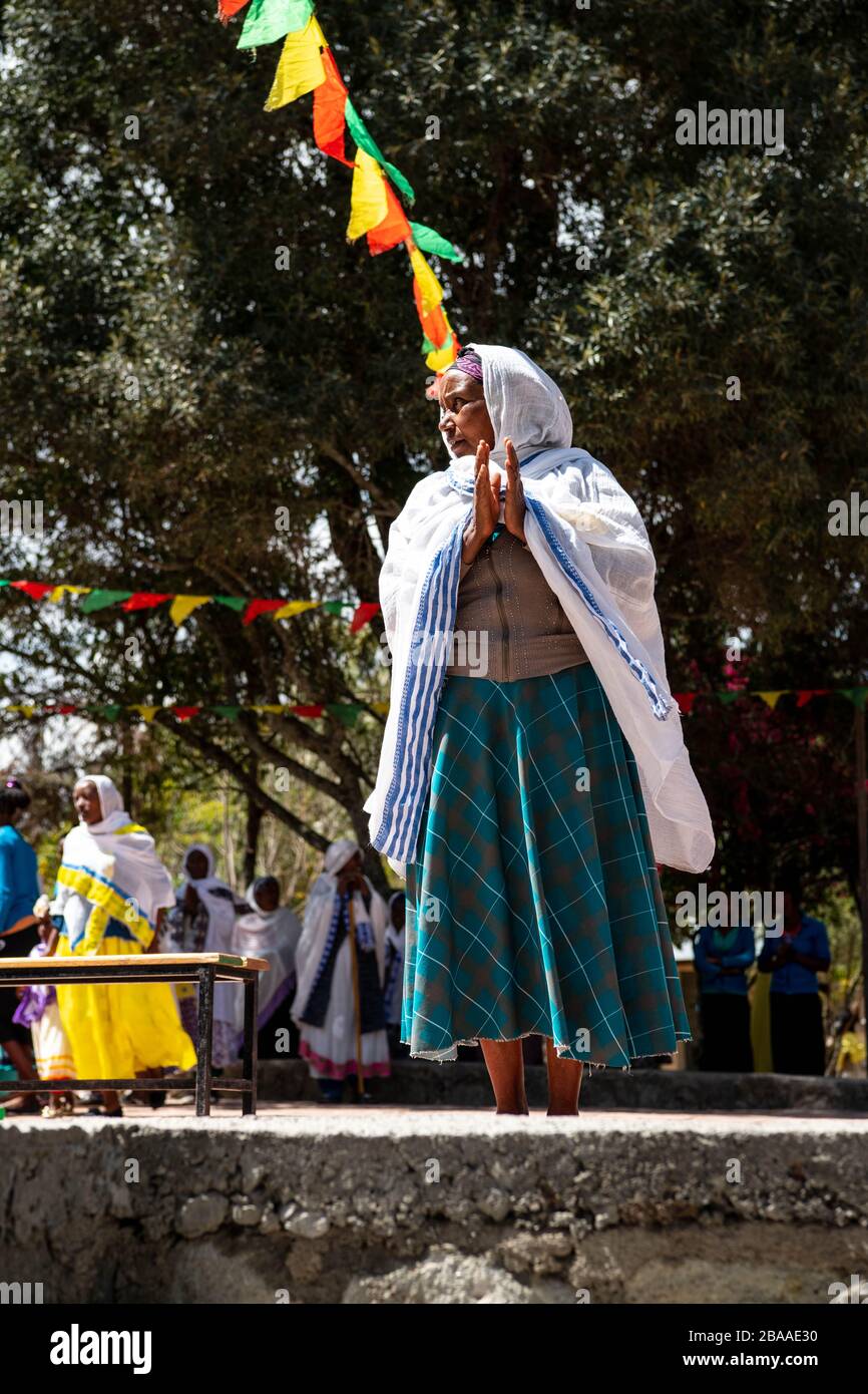 Africa, Ethiopia, Adadi Mariam. Religious procession in Adadi Mariam. A ...