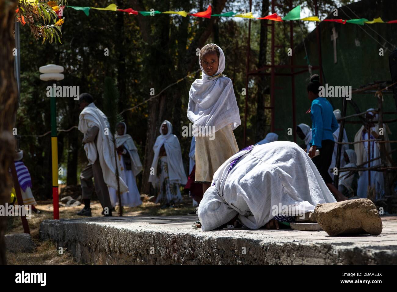 Africa, Ethiopia, Adadi Mariam. Religious procession in Adadi Mariam. A ...