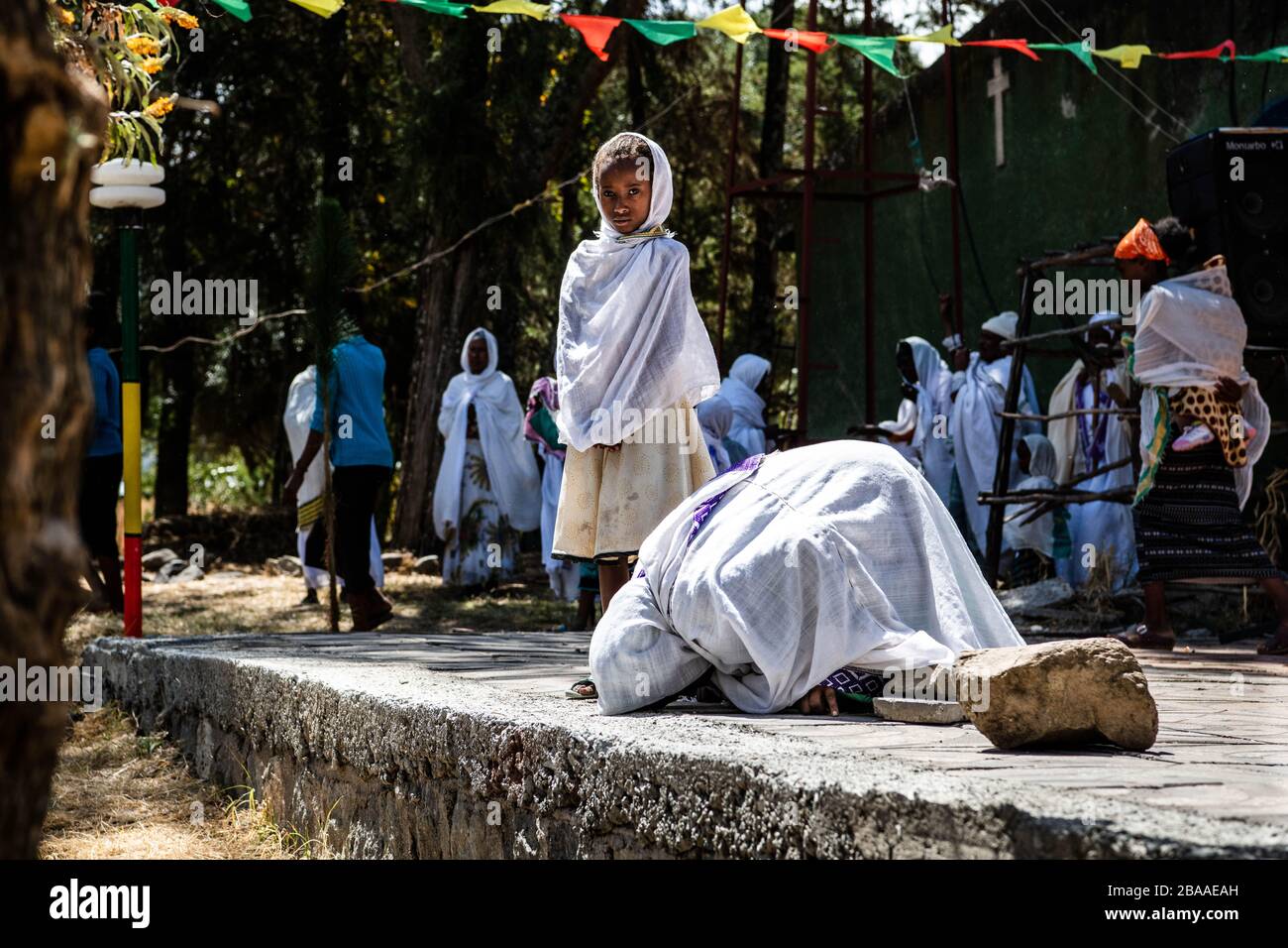 Africa, Ethiopia, Adadi Mariam. Religious procession in Adadi Mariam. A ...