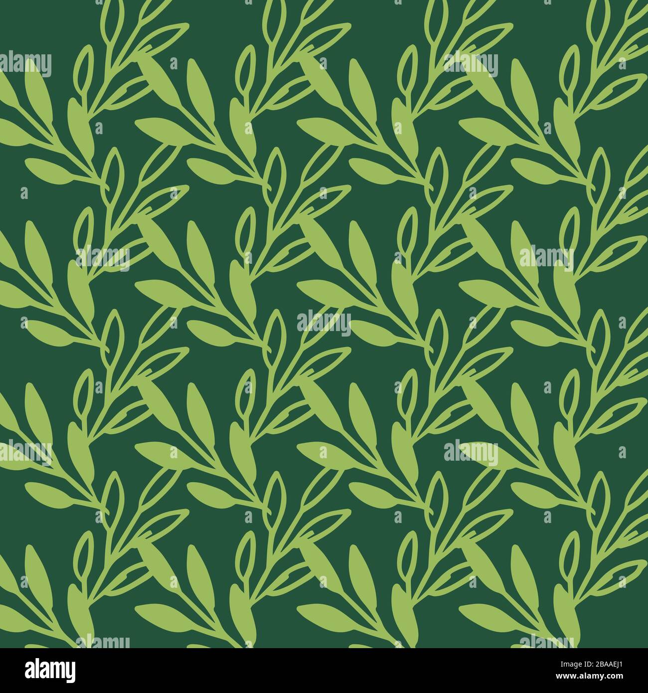 Vector Seamless pattern leaves green color, Botanical Floral Decoration ...