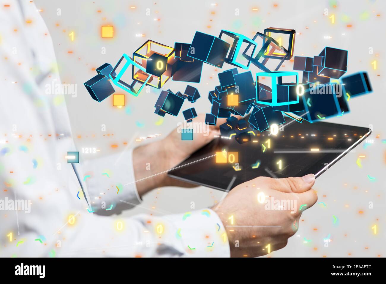 A code data concept in hand digital 3d Stock Photo - Alamy