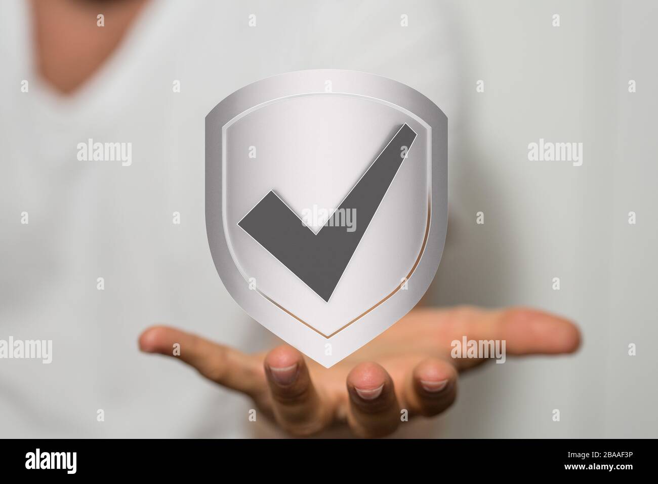 A holding protection shield 3d attack Stock Photo - Alamy