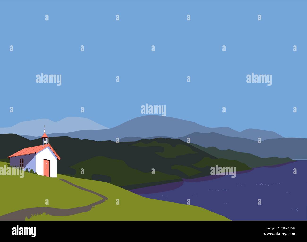 Countryside rural church Stock Vector Images - Alamy