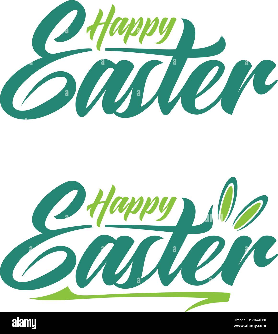 Handwriting with bunny ears. Happy Easter calligraphic lettering Stock ...