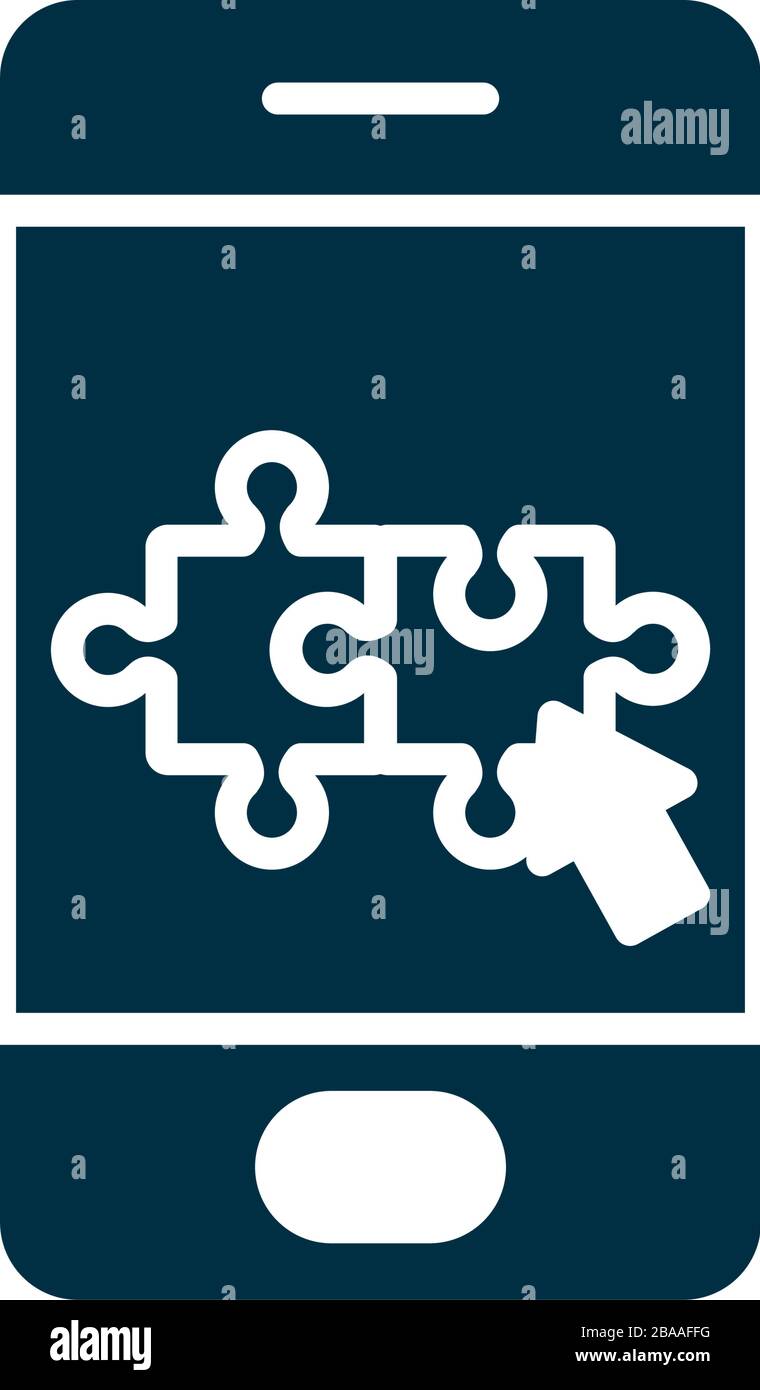 smartphone with puzzles icon over white background, silhouette style ...