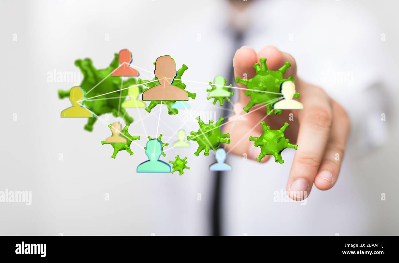 A flu virus attack digital 3d Stock Photo - Alamy