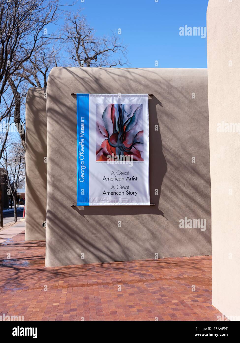 February 24, 2020 - Santa Fe, NM: Banner on the outside of Georgia O ...