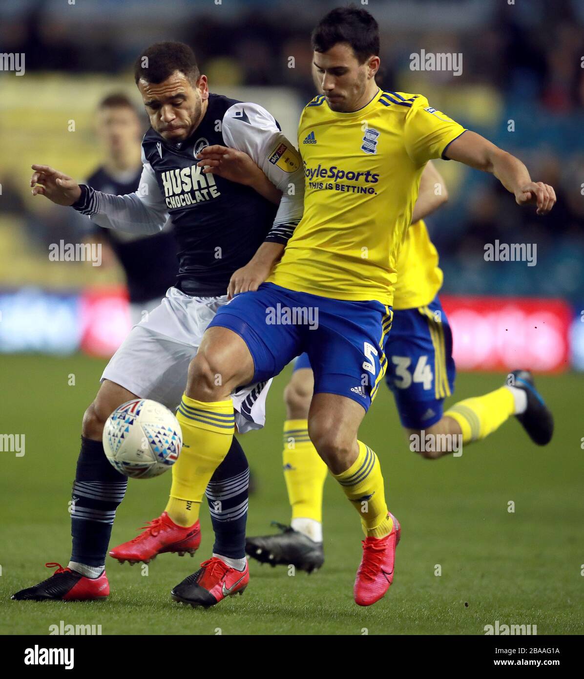 Millwall's Mason Bennett and Birmingham City's Maxime Colin (right ...