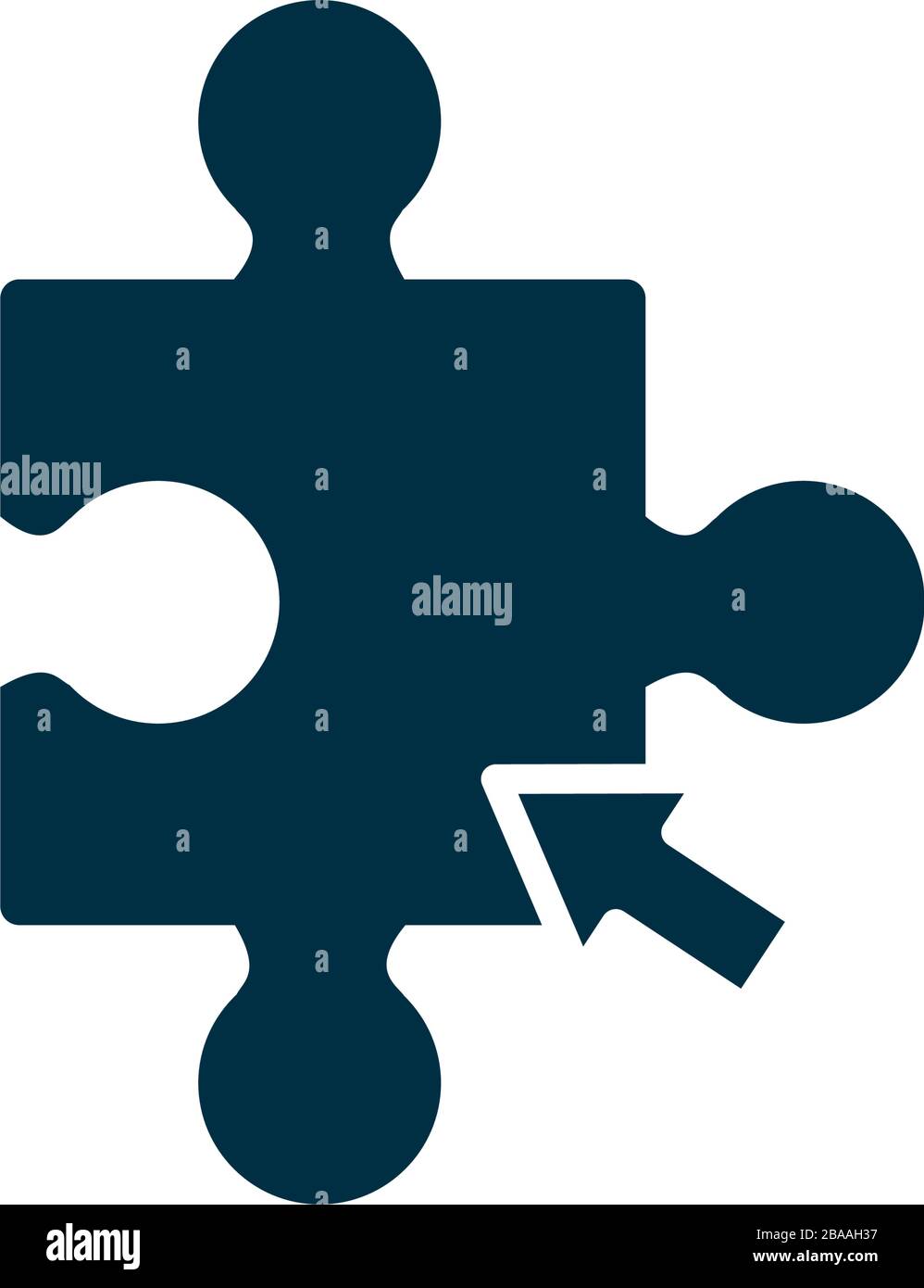 jigsaw puzzle with arrow icon over white background, silhouette style ...