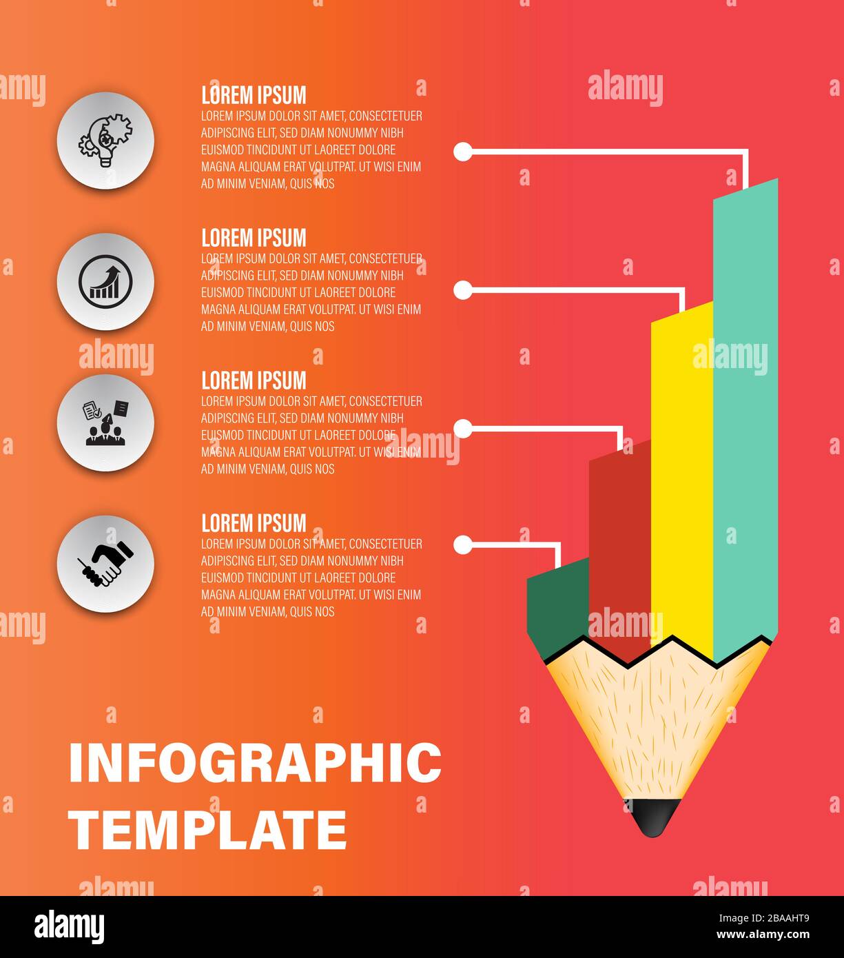 Illustration of Wooden Pencil colorful infographic with title,elements ...