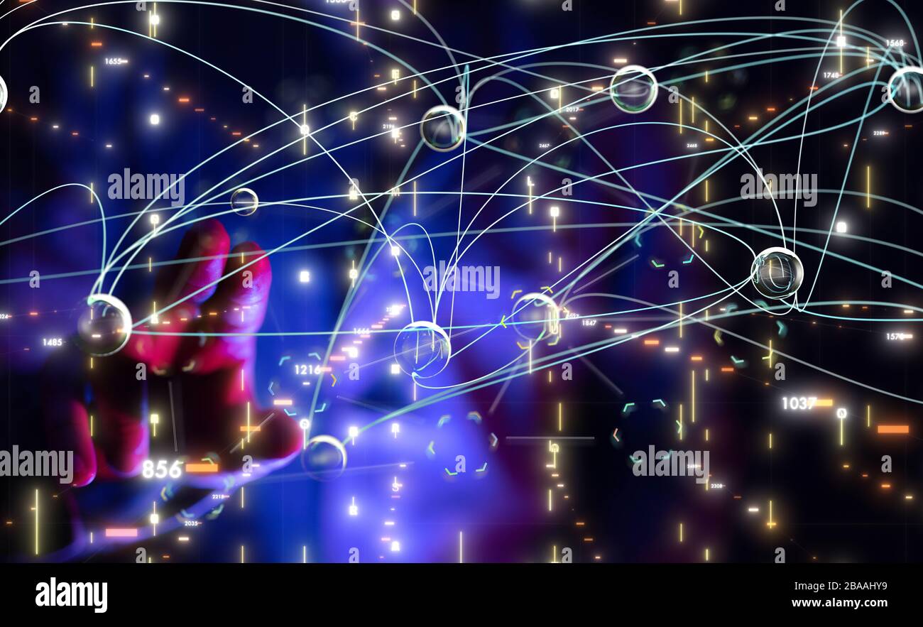 A Big data visualization. Network connection structure Stock Photo - Alamy