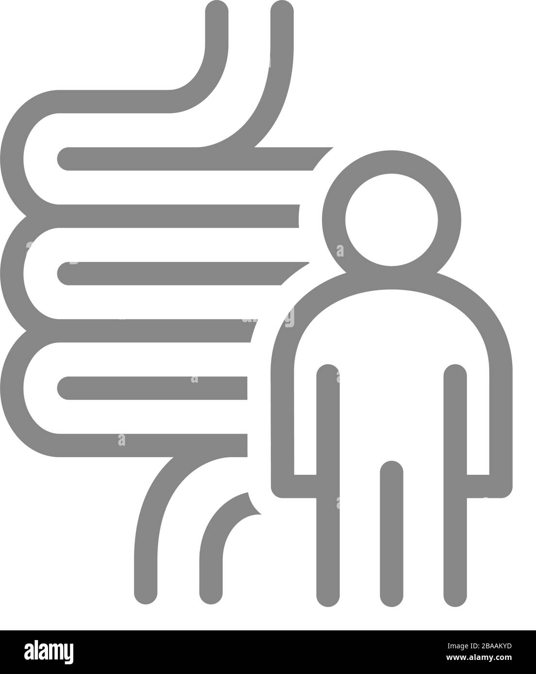 Intestine with man line icon. Human digestive tract symbol Stock Vector ...
