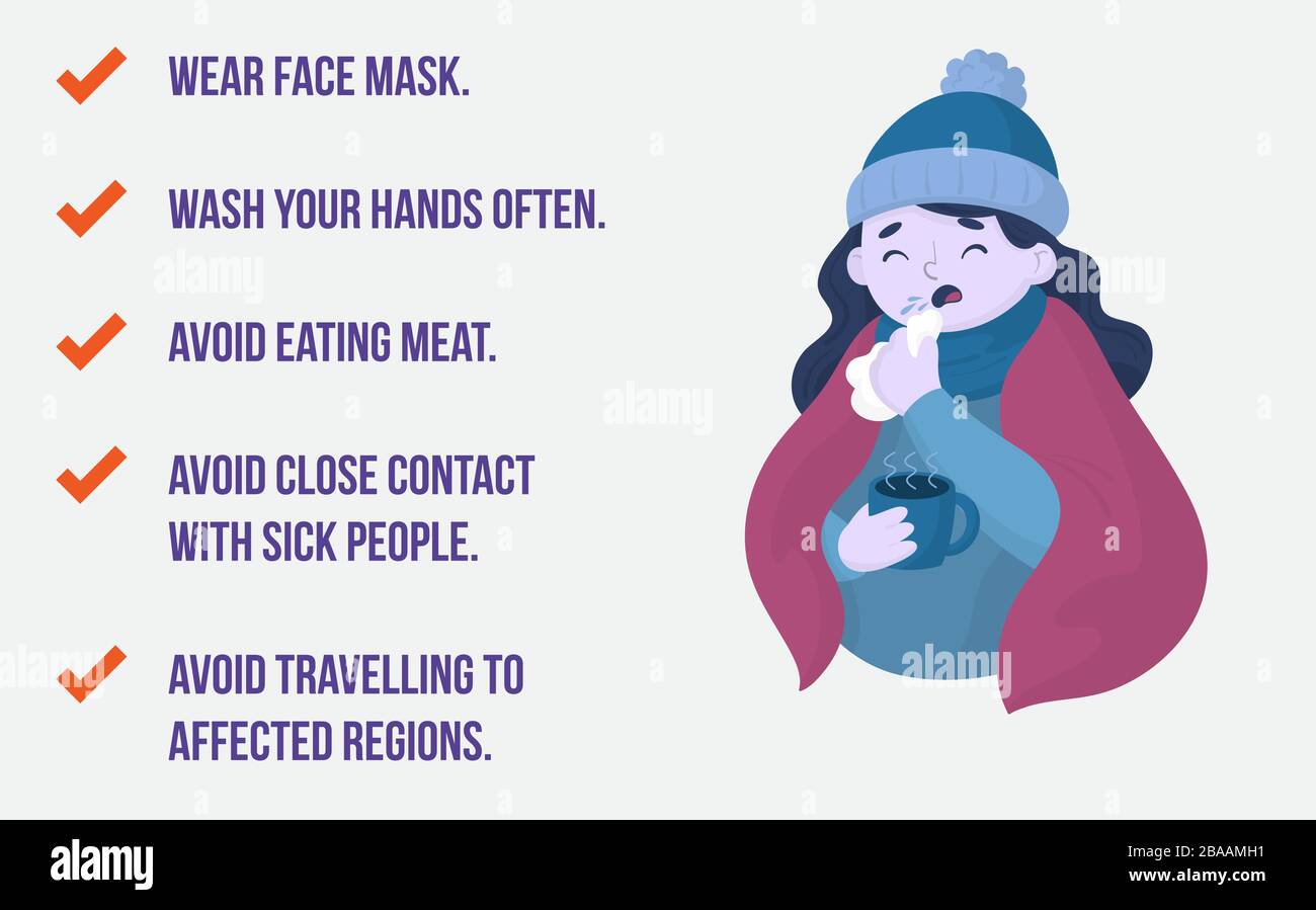 Illustration of COVID 19 - Steps to Avoid the Virus - vector Stock ...