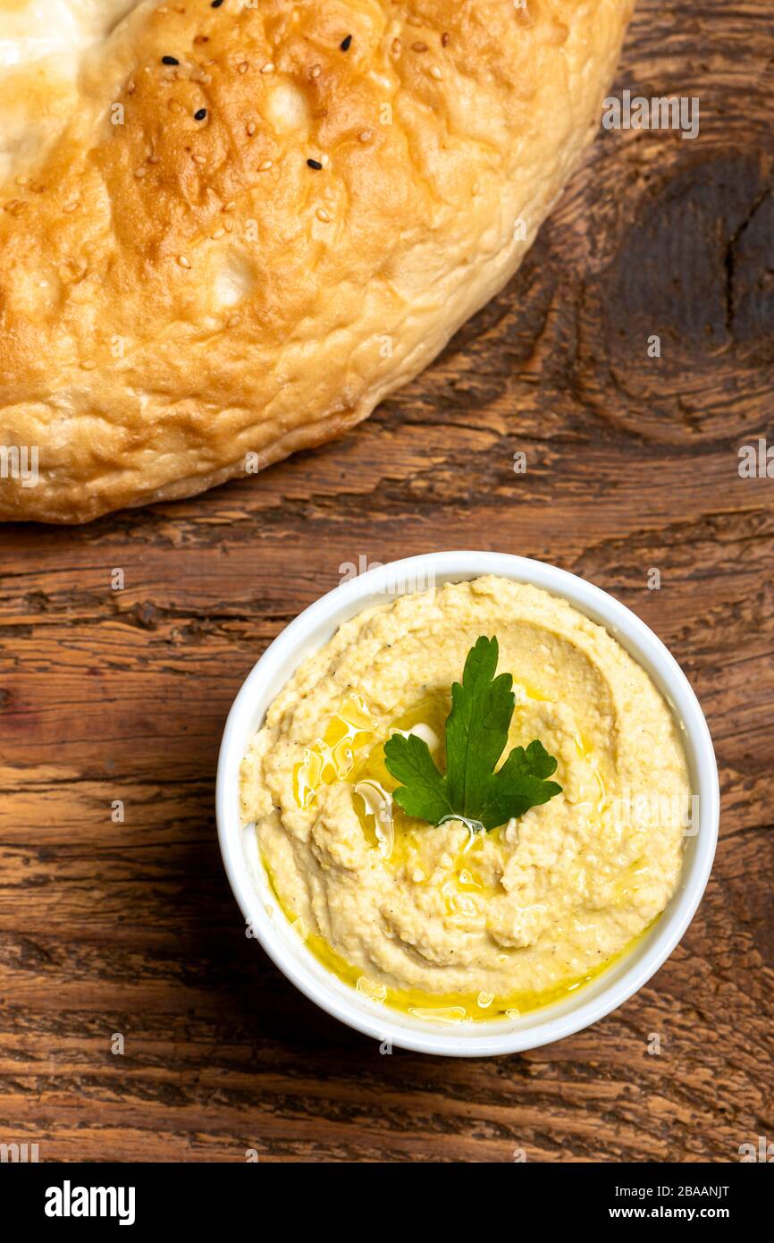 arabic humus spread with bread Stock Photo - Alamy