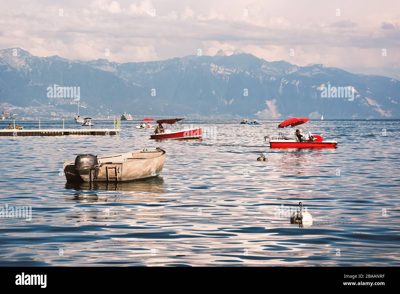Ouchy port on Geneva Lake in Lausanne, Switzerland Stock Photo - Alamy