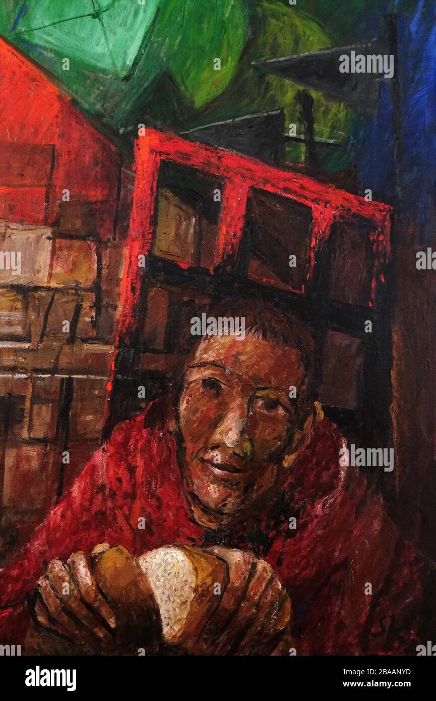 Altarpiece, detail, by Sieger Koder in church of St. Lawrence in ...