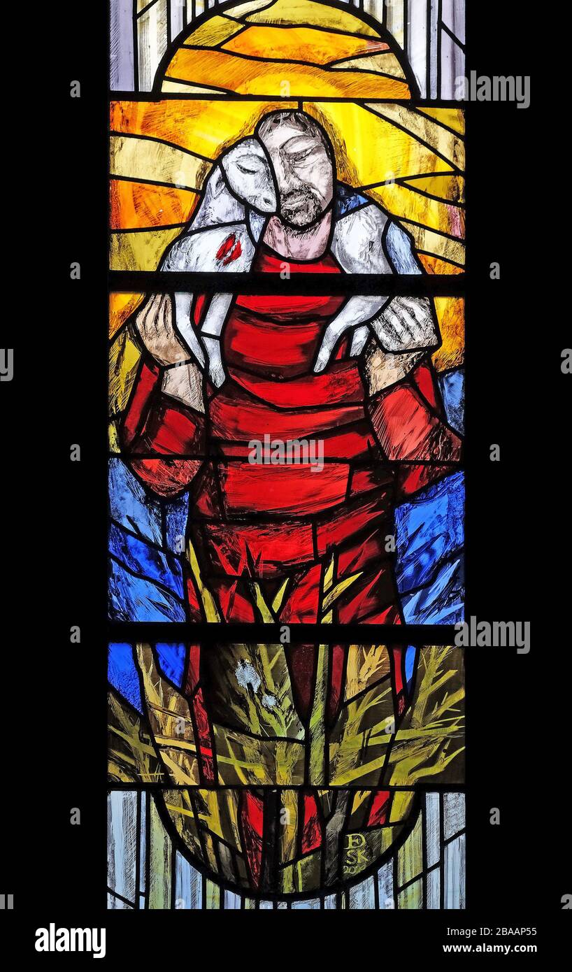 Jesus stained glass shepherd hi-res stock photography and images - Alamy