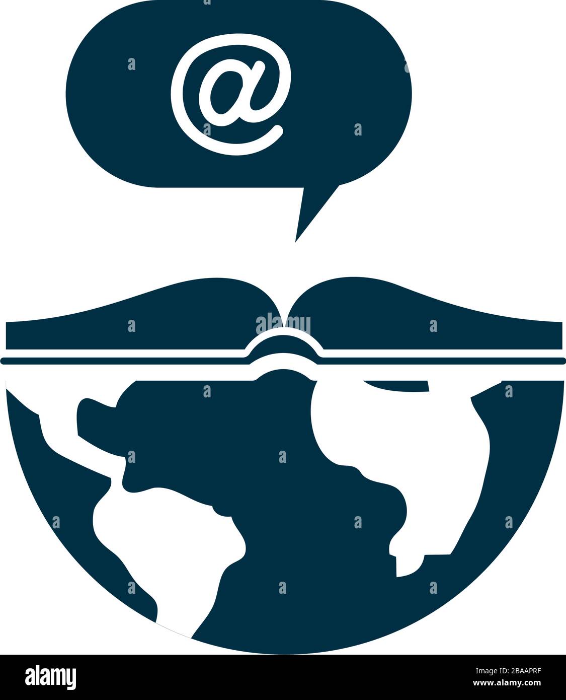 half earth planet with education book and speech bubble icon over white ...