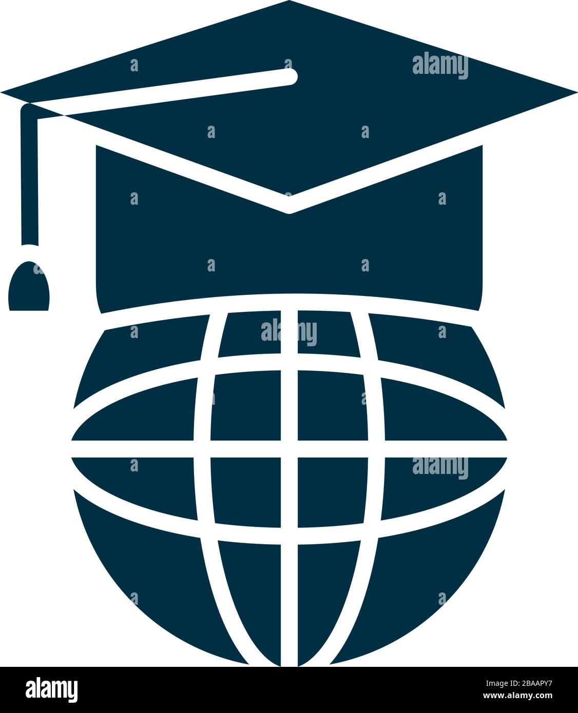 online education concept, graduation cap with global sphere icon over ...