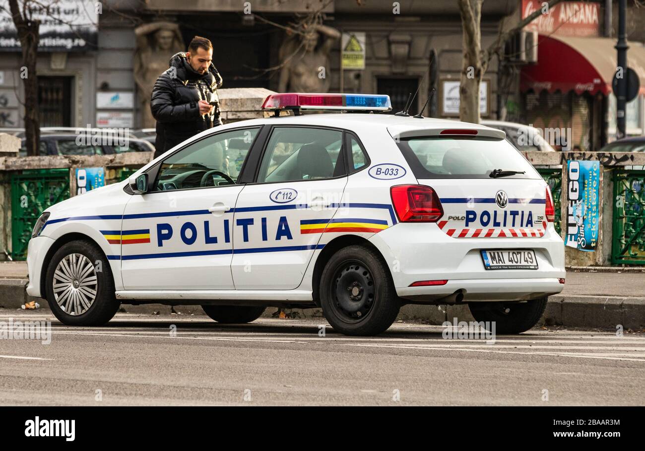 Romanian police (Politia Rutiera) car patrolling streets to avoid ...